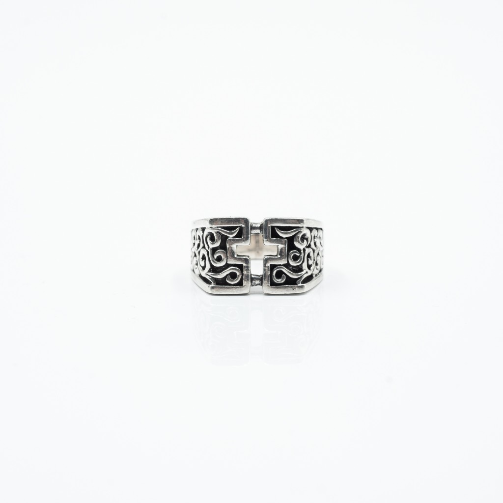 Inel patrat broderie gotica cruce Argint - ArielSilver- Ariel Silver