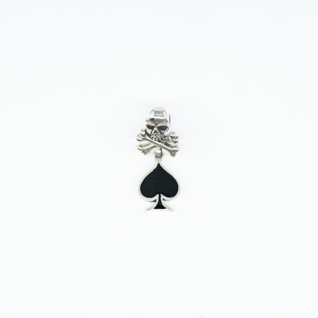 Pandantiv craniu oase inima neagra Argint - ArielSilver- Ariel Silver