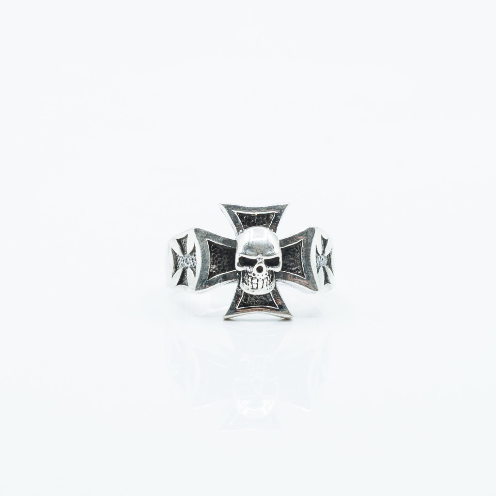 Inel craniu cruce malteza Argint - ArielSilver- Ariel Silver