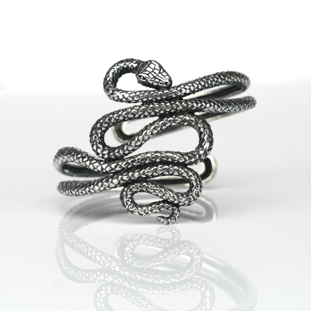 Bratara fixa sarpe incolacit Argint - ArielSilver- Ariel Silver