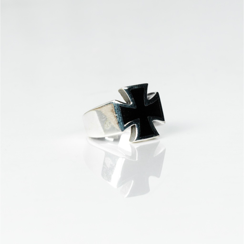 Inel masiv cruce neagra Argint - ArielSilver- Ariel Silver