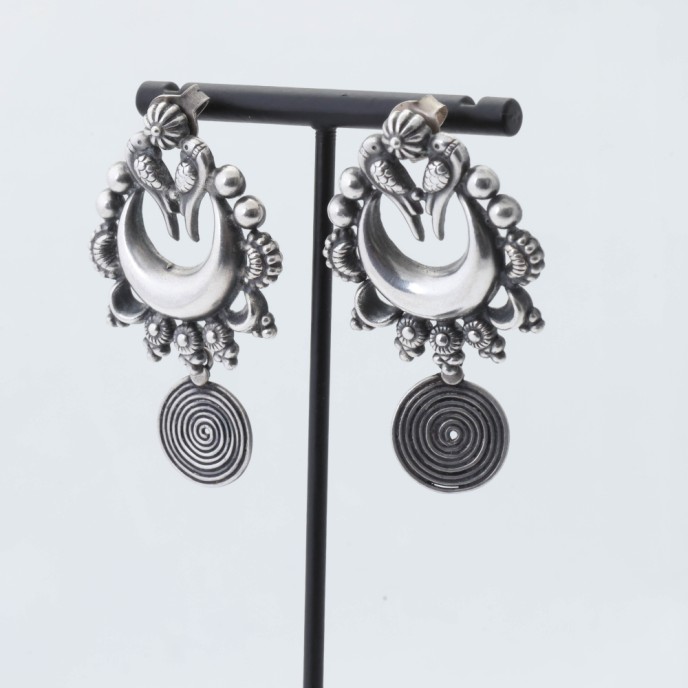 Cercei etnici semicerc spirala pauni Argint - ArielSilver- Ariel Silver