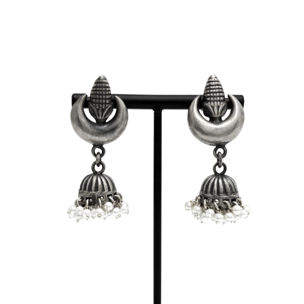 Cercei etnici clopot perlute India Argint - ArielSilver- Ariel Silver